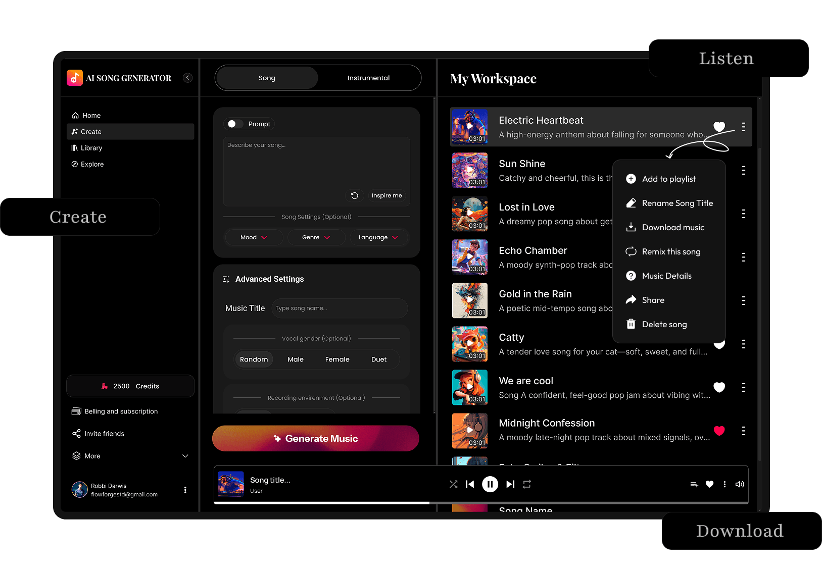 Ai Song Generator - Generate Custom AI-Powered Music Tracks
